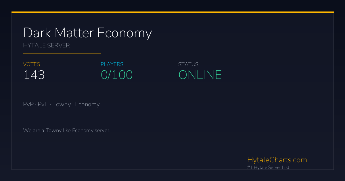 Dark Matter Economy - Hytale Server IP & Votes | HytaleCharts